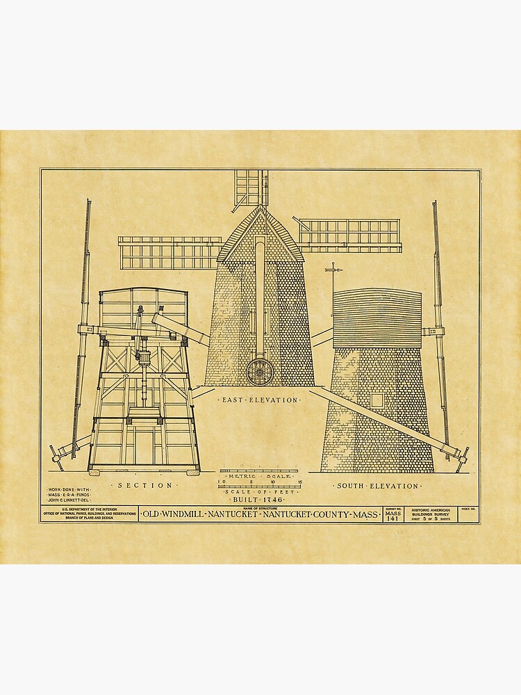 "Vintage Windmill Blueprint" Poster by mollyfare | Redbubble