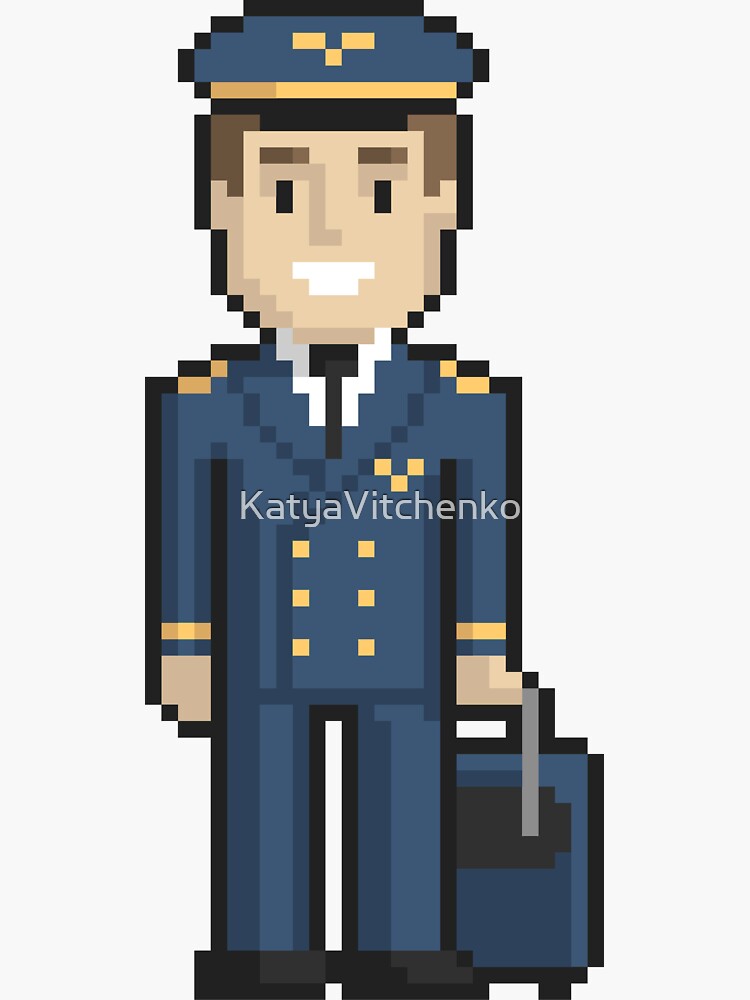 "Pilot pixel art on white background." Sticker for Sale by KatyaVitchenko | Redbubble
