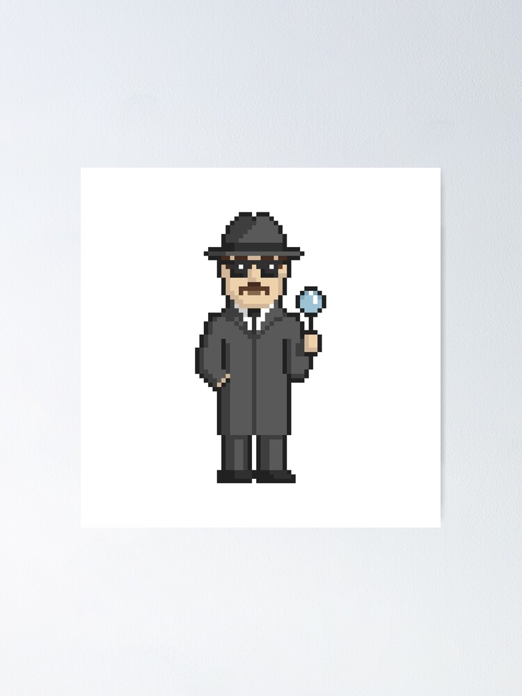 "Detective pixel art on white background." Poster by KatyaVitchenko ...