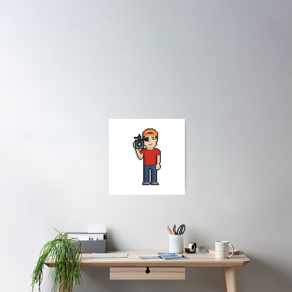 "Cameraman pixel art on white background." Poster for Sale by ...