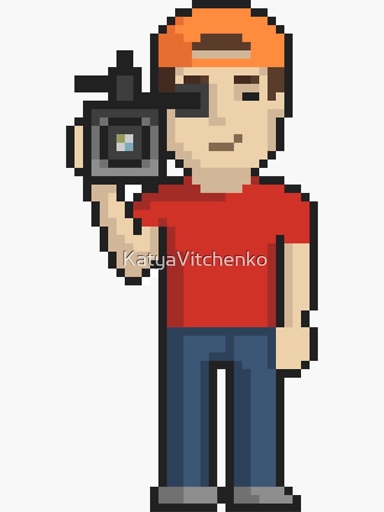 "Cameraman pixel art on white background." Sticker by KatyaVitchenko ...