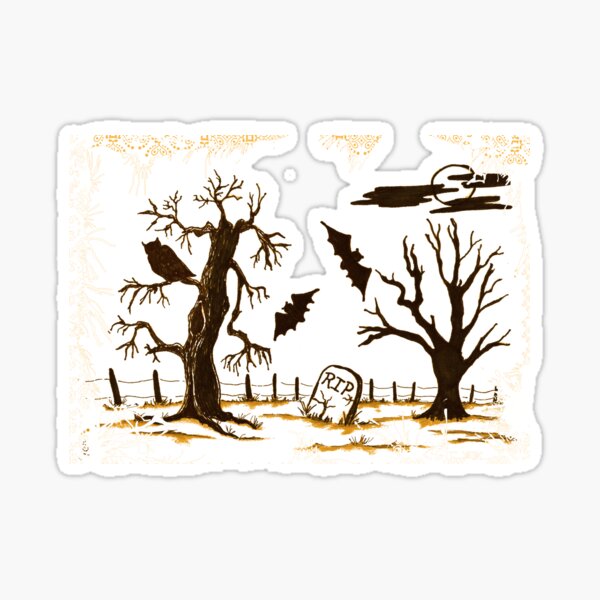 "Halloween Creepy Trees " Sticker by tinymystic | Redbubble