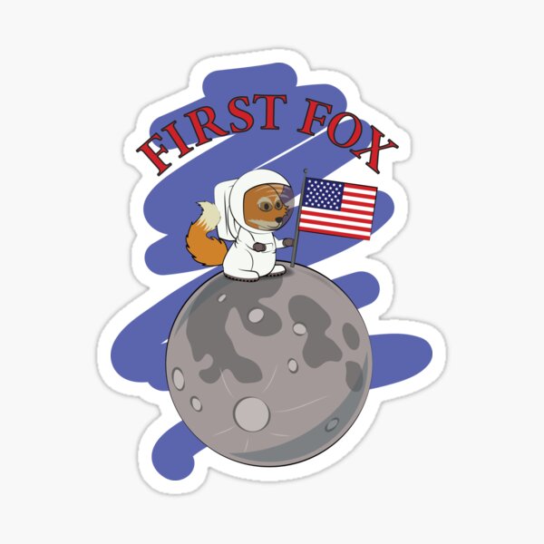 "First Fox on the Moon" Sticker for Sale by FancyHatPenguin | Redbubble