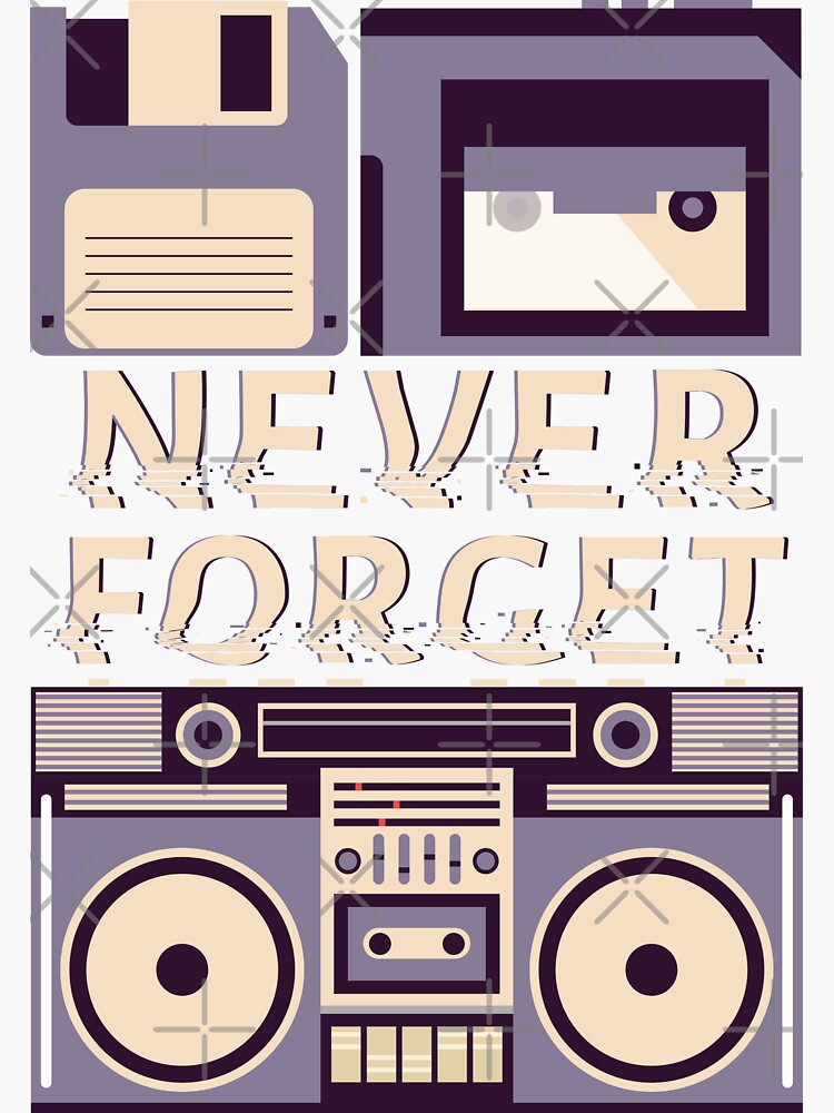 "Never Forget VHS cassette Eighties Retro disc" Sticker by anziehend ...