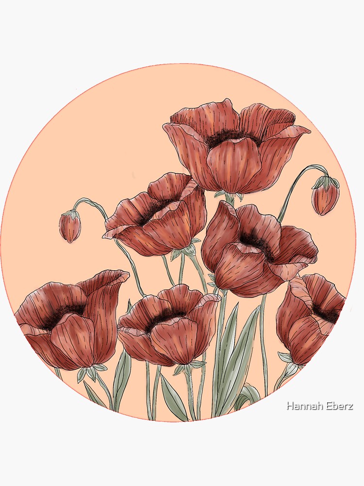 "Poppies" Sticker for Sale by hannaheberz | Redbubble
