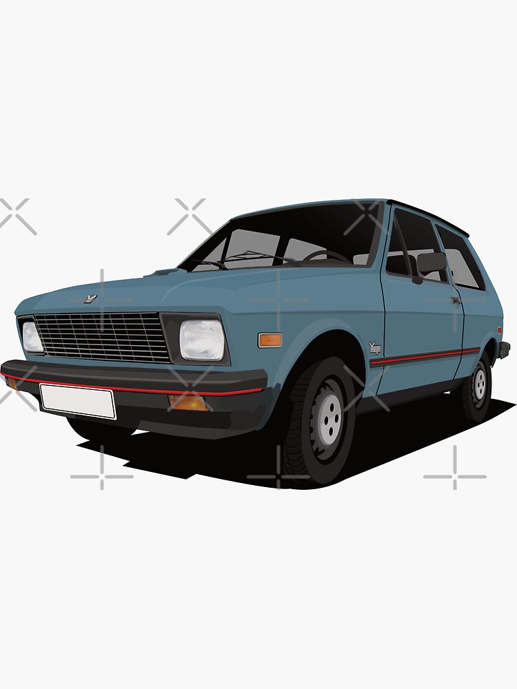 "Yugo car - blue - US version" Sticker for Sale by knappidesign | Redbubble