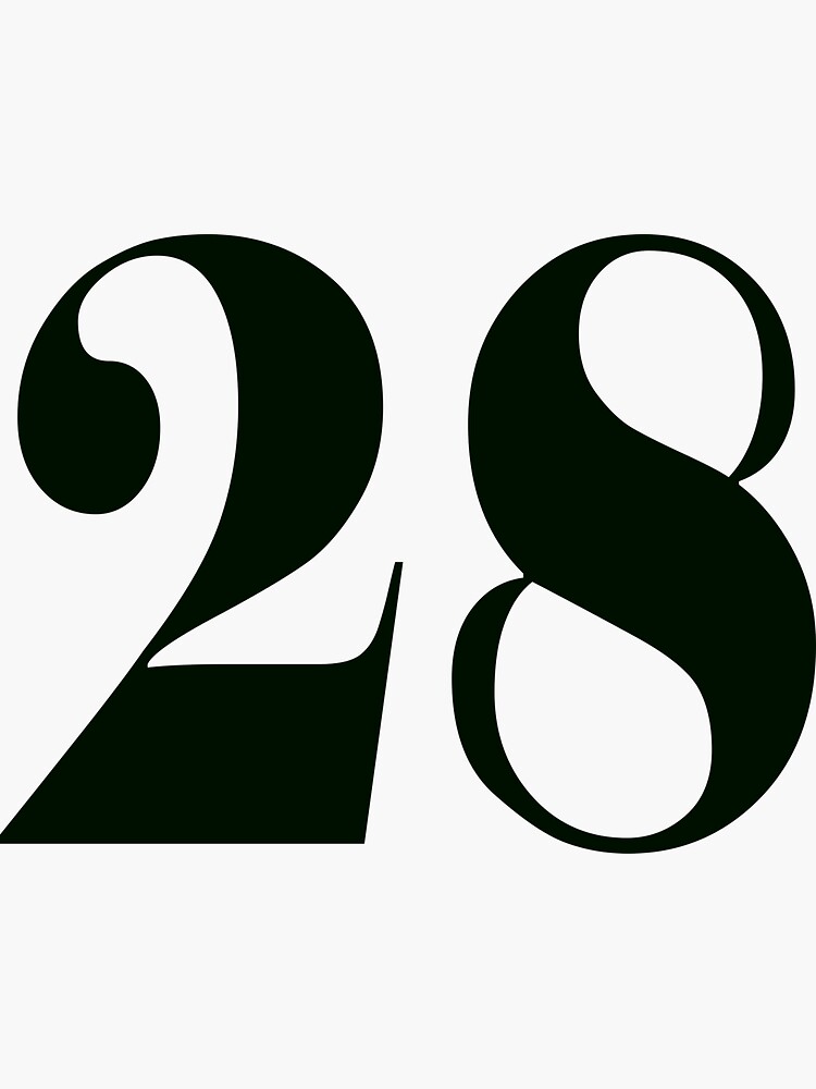 "NUMBER 28-----------NEGRO" Sticker for Sale by solgel47 | Redbubble
