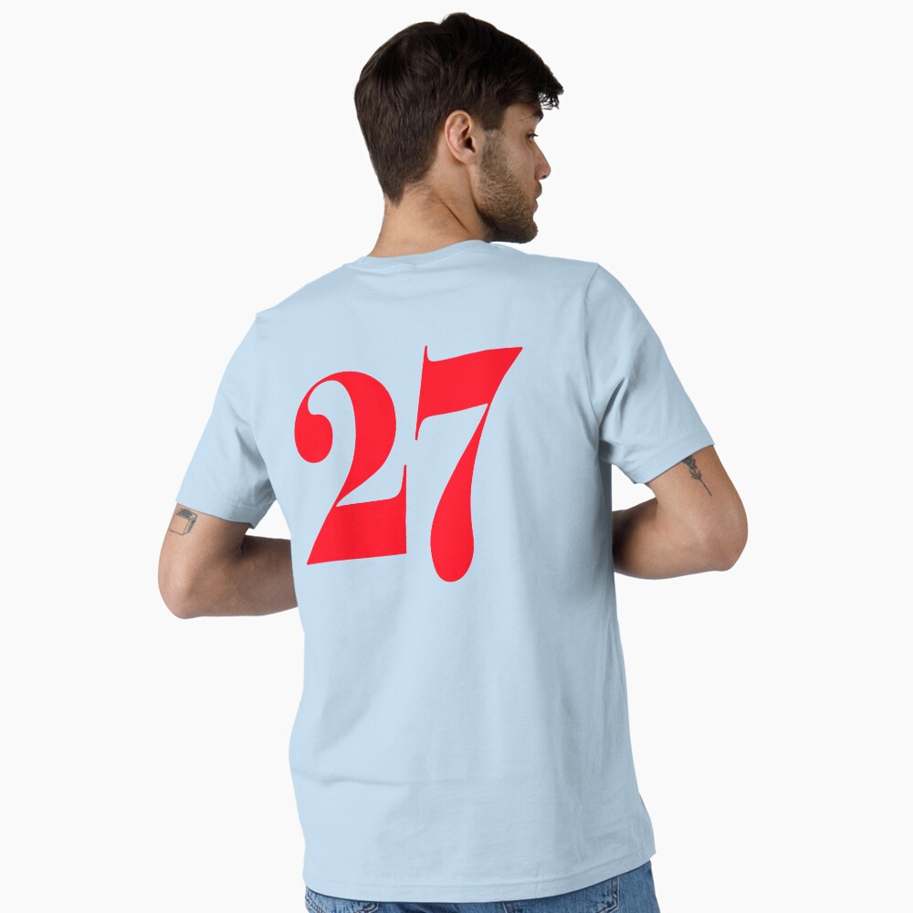 "NUMBER 27 -----------RED" Sticker for Sale by solgel47 | Redbubble