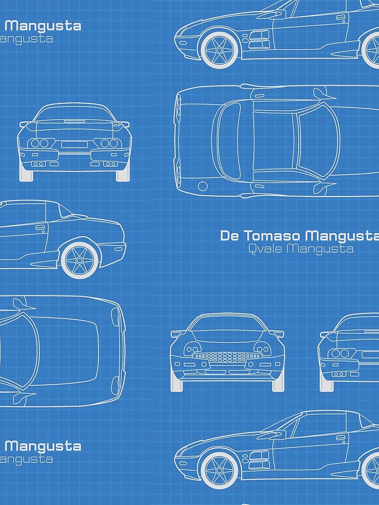 "De Tomaso Mangusta Qvale Mangusta Blueprint " Drawstring Bag for Sale ...