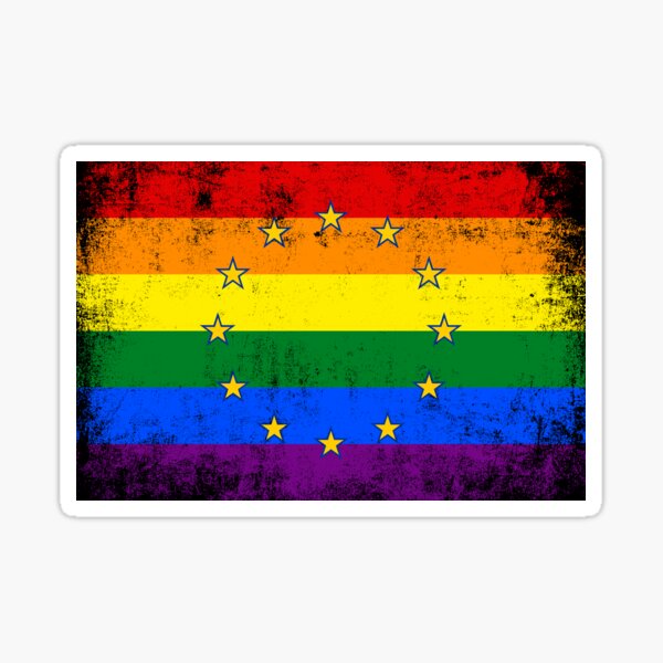 "European Union LGBTQ Pride Grunge Flag" Sticker by popkulturniy ...