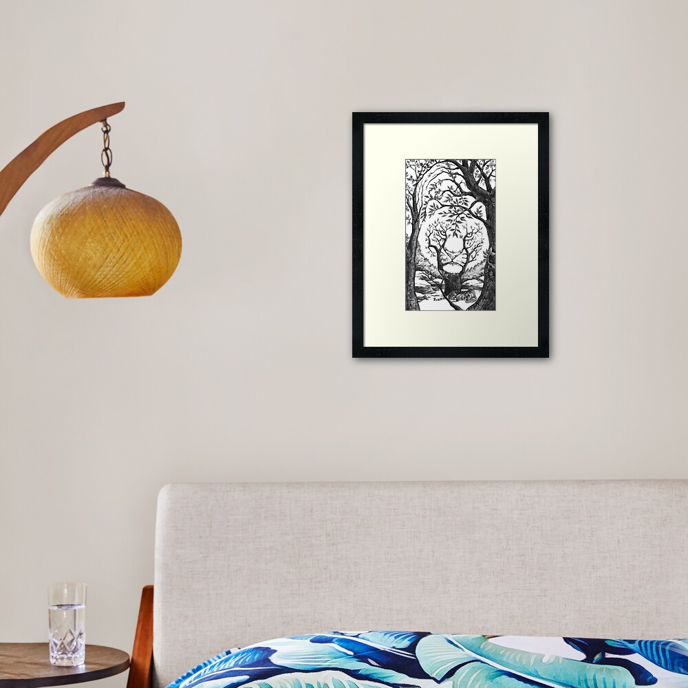 "Negative Space Tree Tiger" Framed Art Print for Sale by Dandarey ...