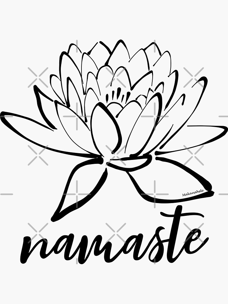 "Namaste Lotus Calligraphy" Sticker for Sale by Makanahele | Redbubble