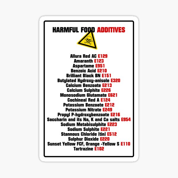"harmful food additives" Sticker for Sale by André Cremers | Redbubble