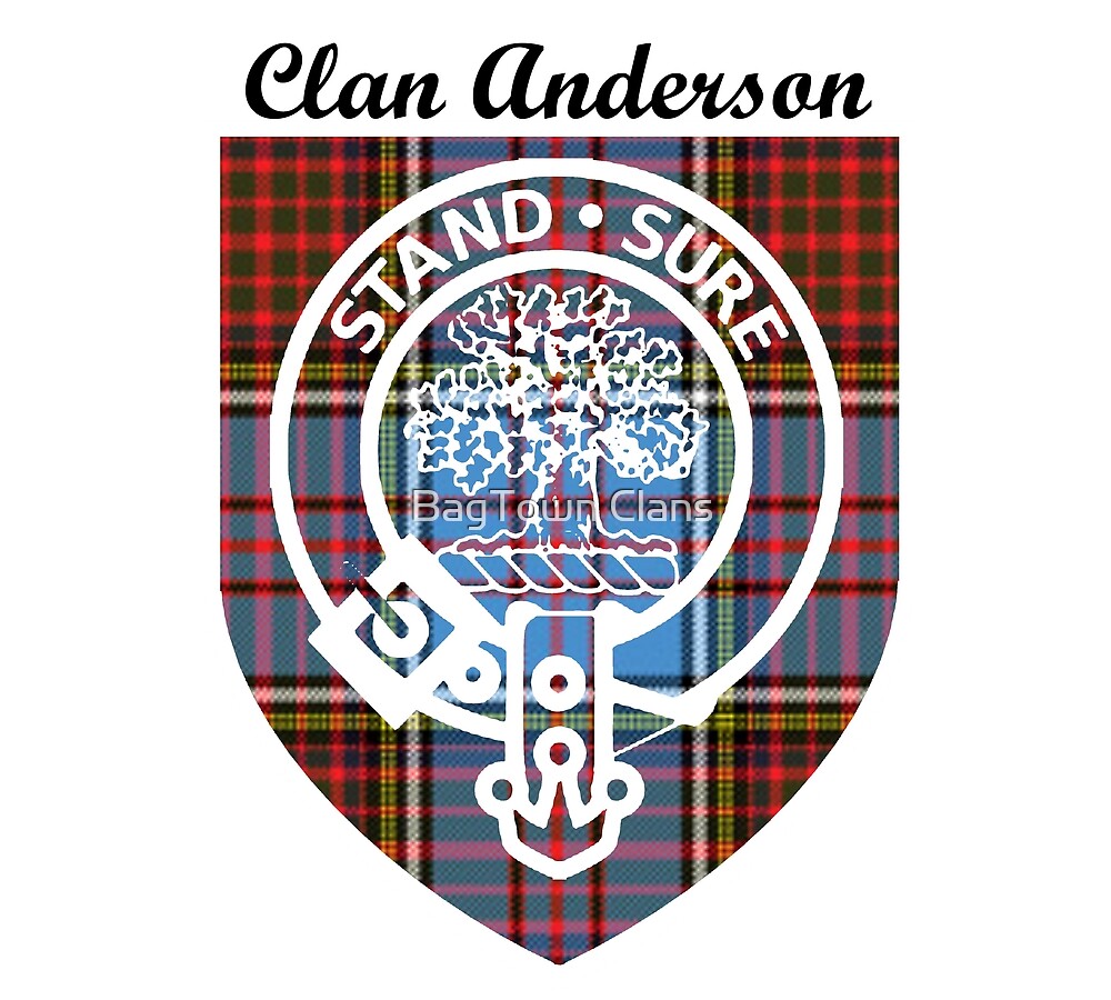 "Anderson Scottish tartan badge crest" by BagTown Clans | Redbubble