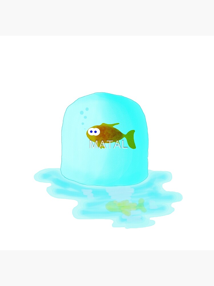 Lámina fotográfica «Pescado congelado - pez de dibujos animados en un ...