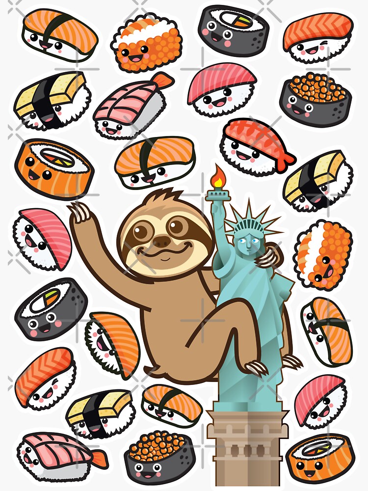 "Sloth Sushi NYC" Sticker by plushism | Redbubble