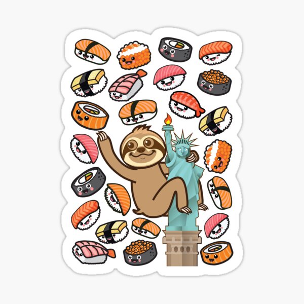 "Sloth Sushi NYC" Sticker by plushism | Redbubble