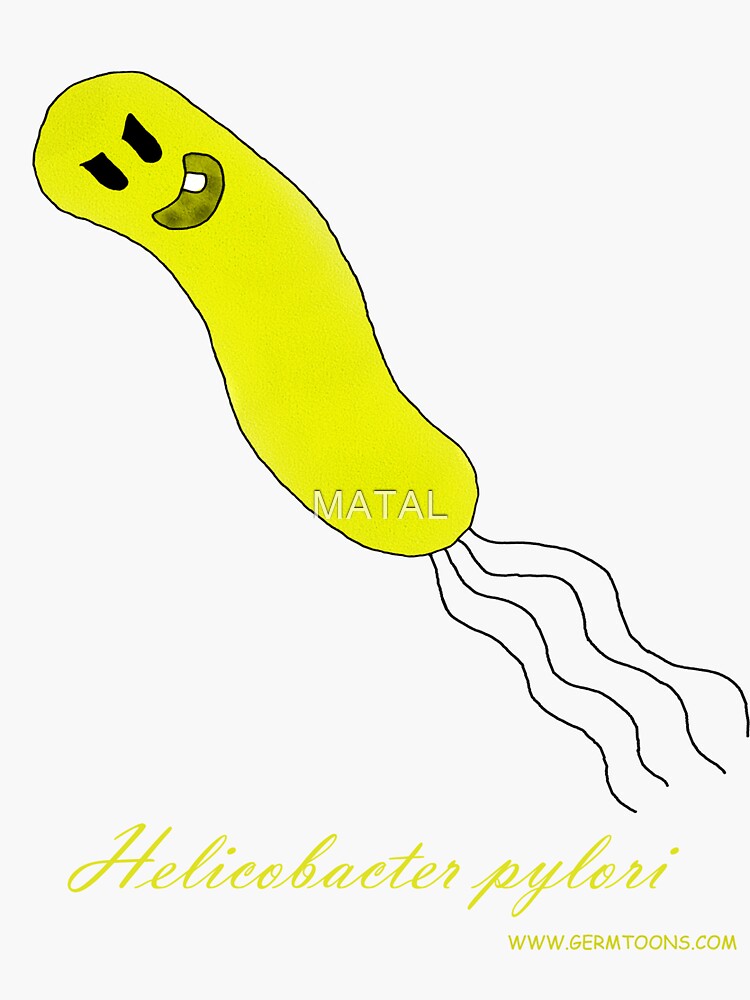 "Helicobacter pylori - Cartoon Bacteria" Sticker for Sale by MATAL ...