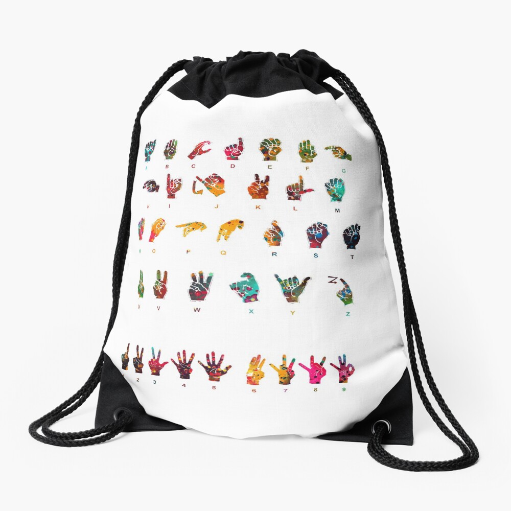 " Sign Language Alphabet" Drawstring Bag for Sale by erzebetth | Redbubble
