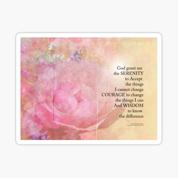 "Serenity Prayer Pink Rose Floral Collage" Sticker for Sale by ...
