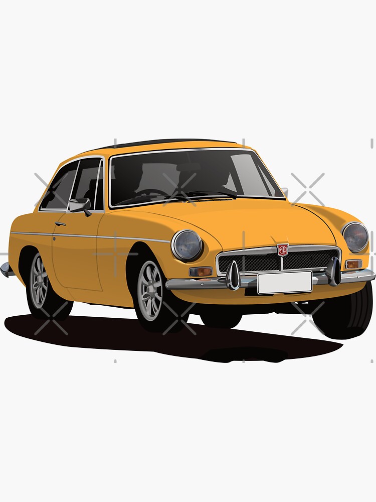 "MG MGB GT - illustration - light orange" Sticker by knappidesign ...