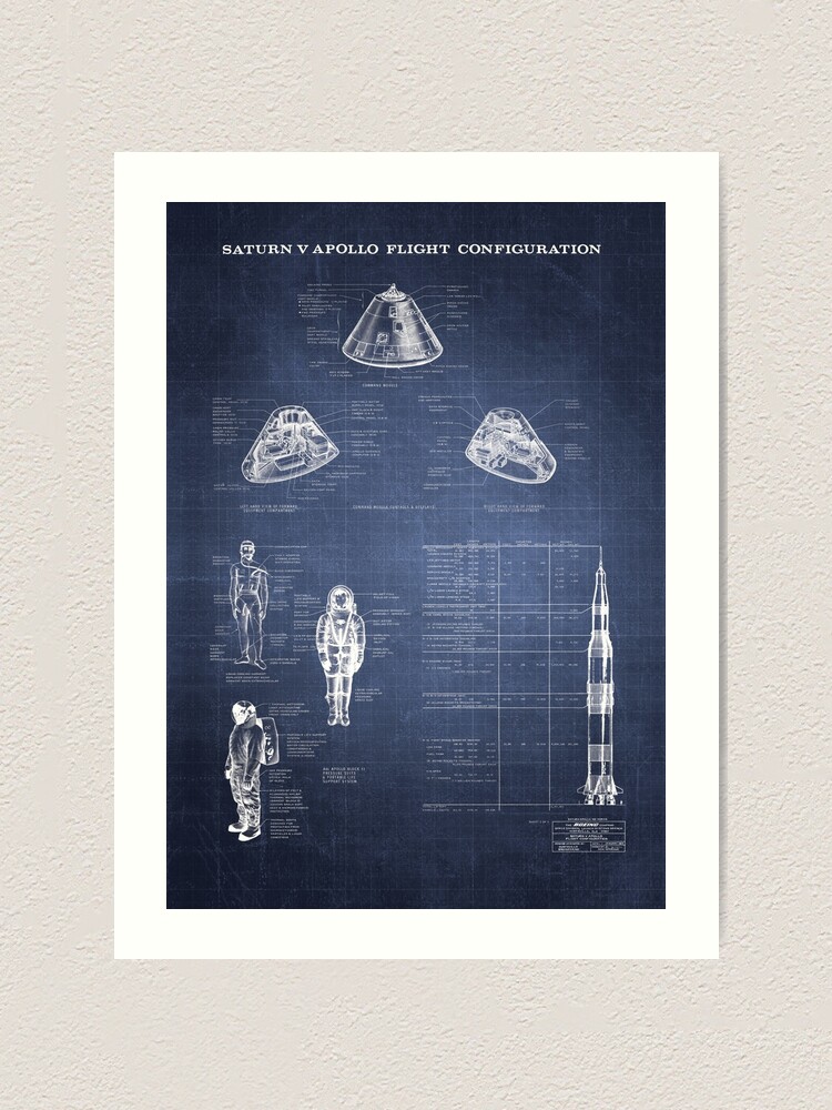 "Apollo Saturn V Command Module Blueprint in High Resolution (dark blue ...