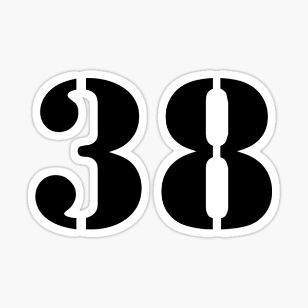 "Number 38 - Simple Text" Sticker by TheFamilyCrest | Redbubble