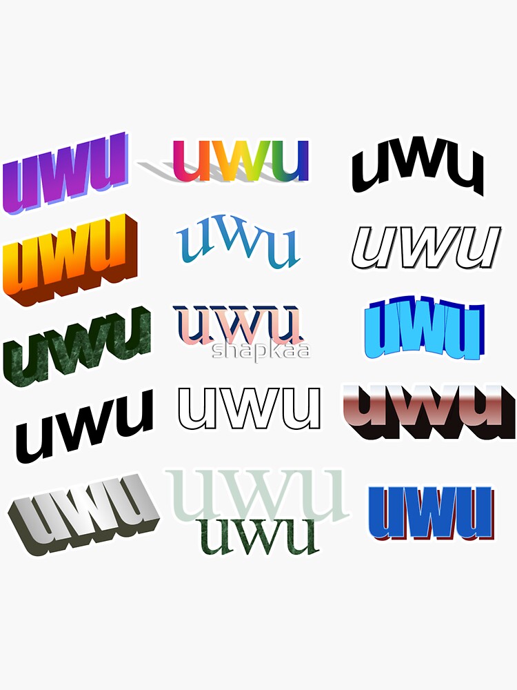 "uwu but it's in many WordArt styles" Sticker for Sale by shapkaa ...