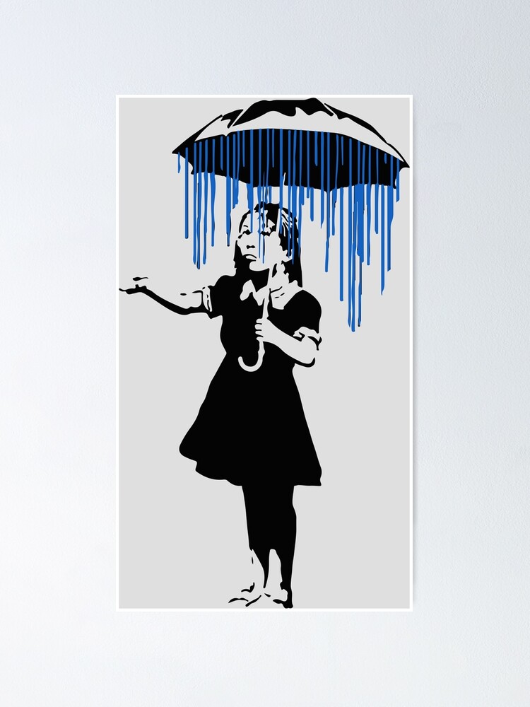 Rain Girl Banksy Umbrella Raining Streetart Street Art Grafitti Artwork Design For Men