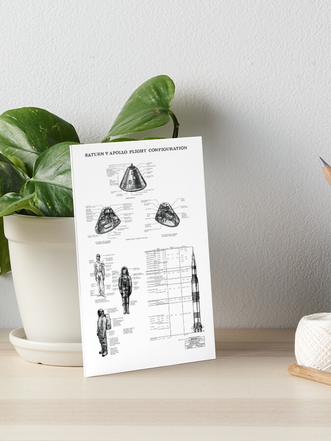 Apollo Saturn V Command Module Blueprint In High Resolution White Art Board Print For Sale