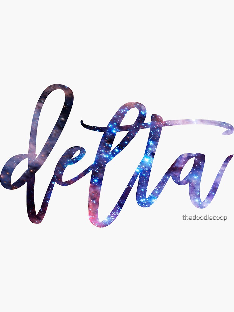 "delta scripted galaxy" Sticker for Sale by thedoodlecoop | Redbubble