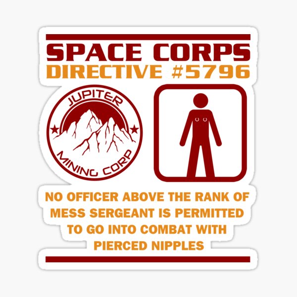 "JMC Space Corps Directive #5796 Pierced Nipples" Sticker by McPod ...