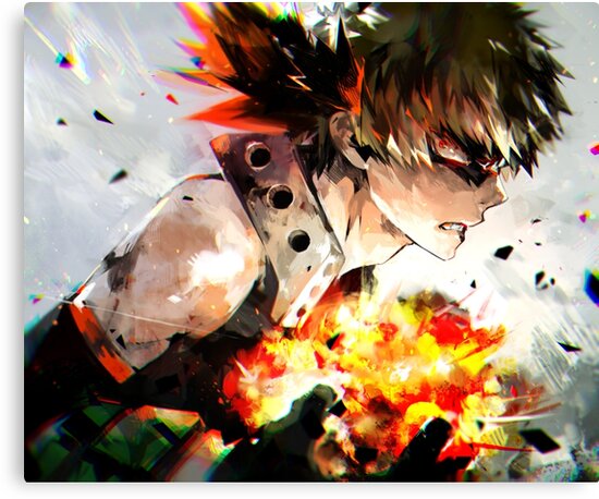 "The Burning Rage Of Bakugo Katsuki" Canvas Prints by KrowsDigital ...