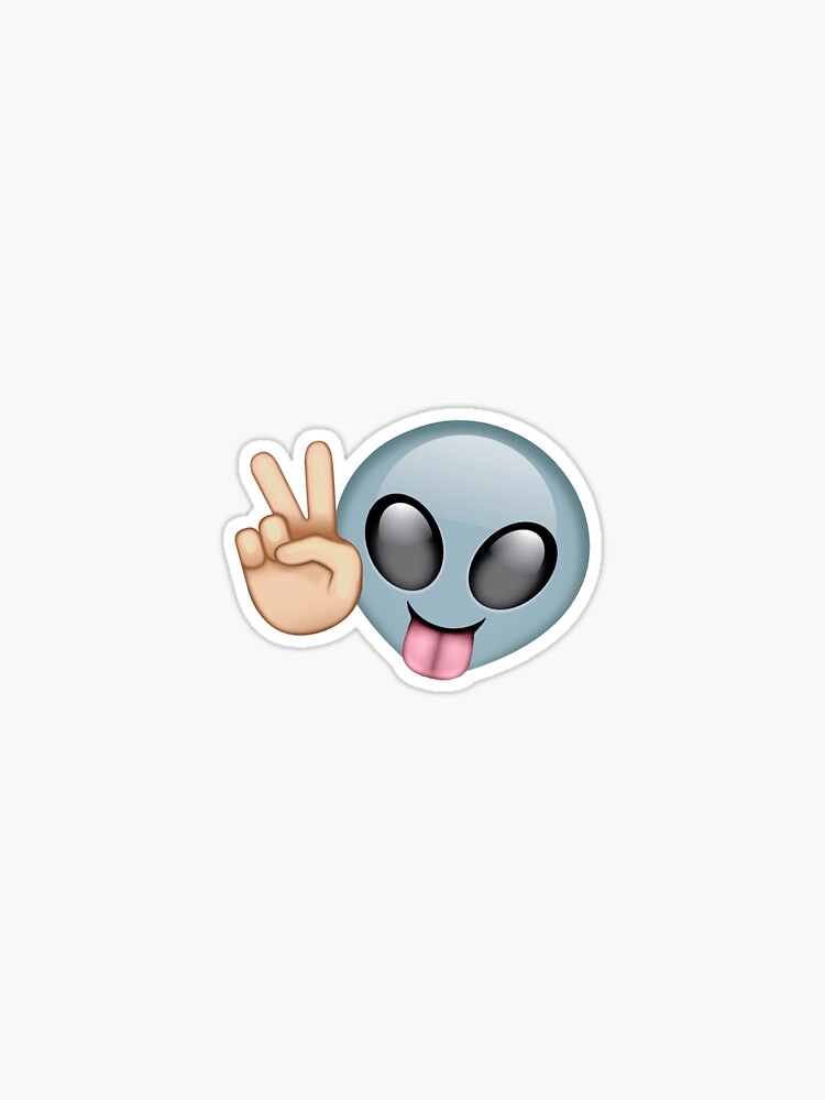 "alien peace sign emoji" Sticker by lel1dancer | Redbubble
