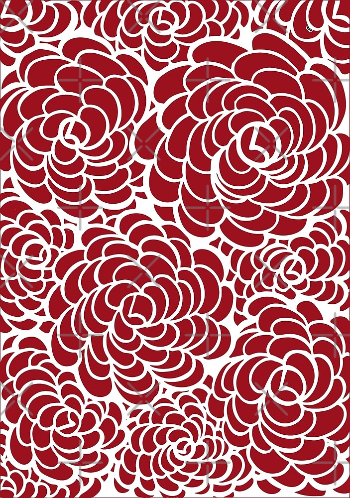 "Hand-Drawn Pattern | Red Ruby Doodle Pattern (White Lines)" by ...