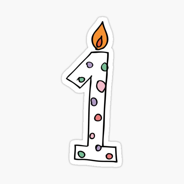 "First Birthday Candle Number One" Sticker for Sale by wasootch | Redbubble