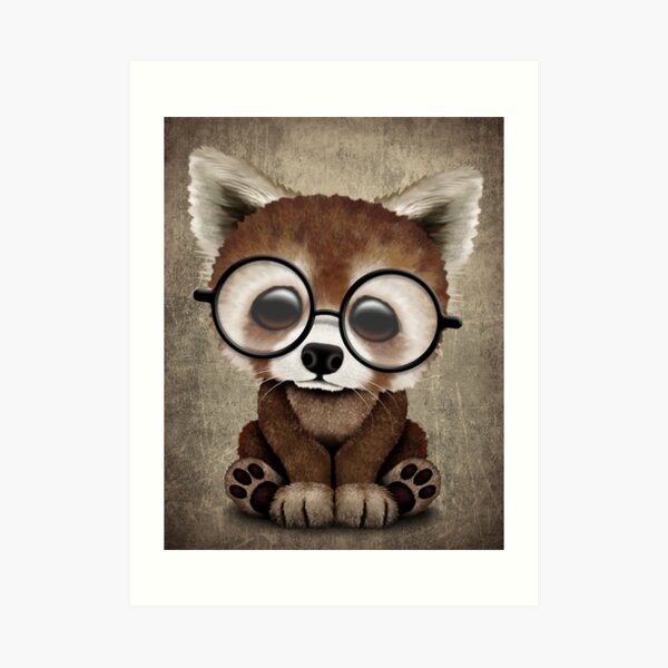 "Cute Nerdy Red Panda Wearing Glasses" Art Print for Sale by ...