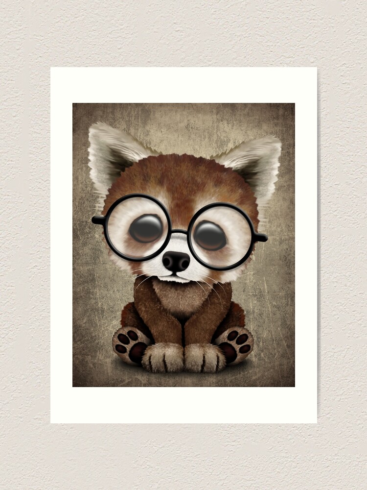 "Cute Nerdy Red Panda Wearing Glasses" Art Print for Sale by ...