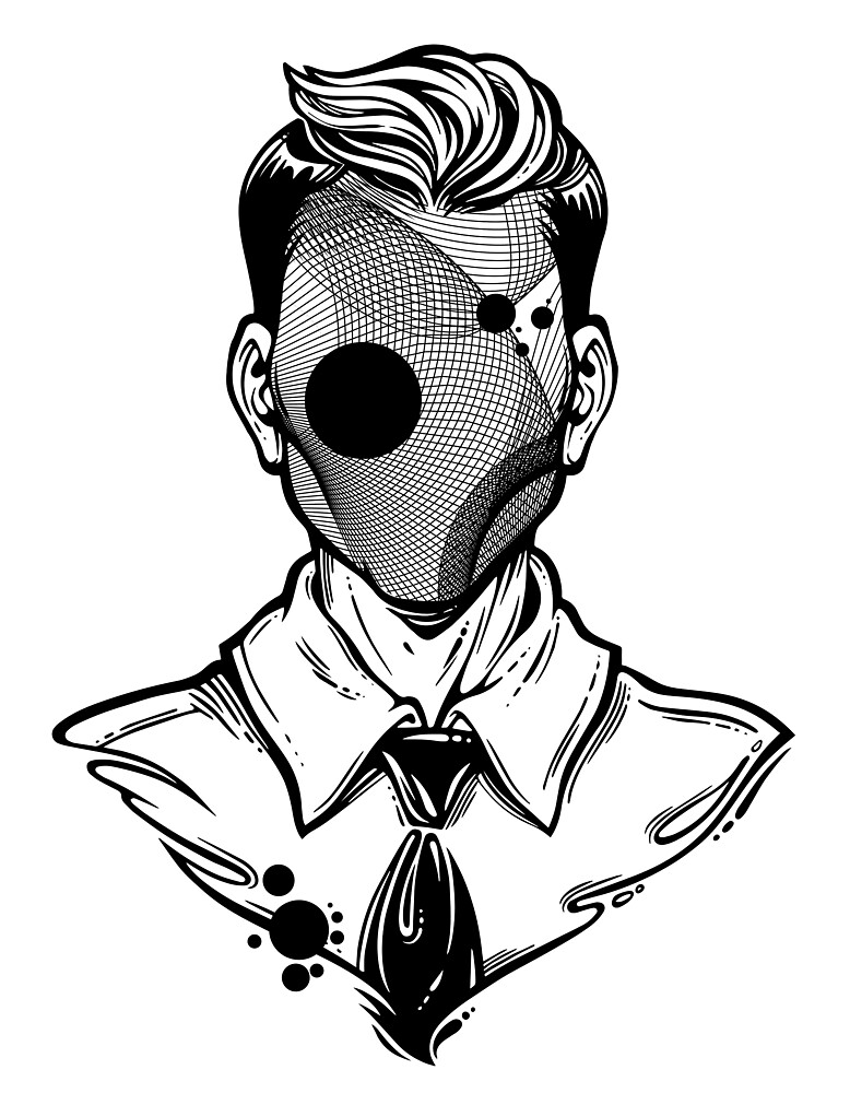 "Hand drawn portrait of a weird man with anonymous face. " by ...