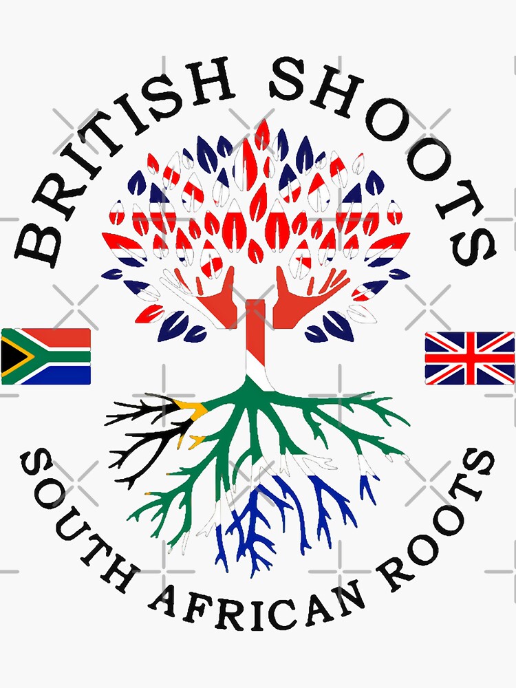 "South African Roots - British Shoots - Dark Text" Sticker by ...