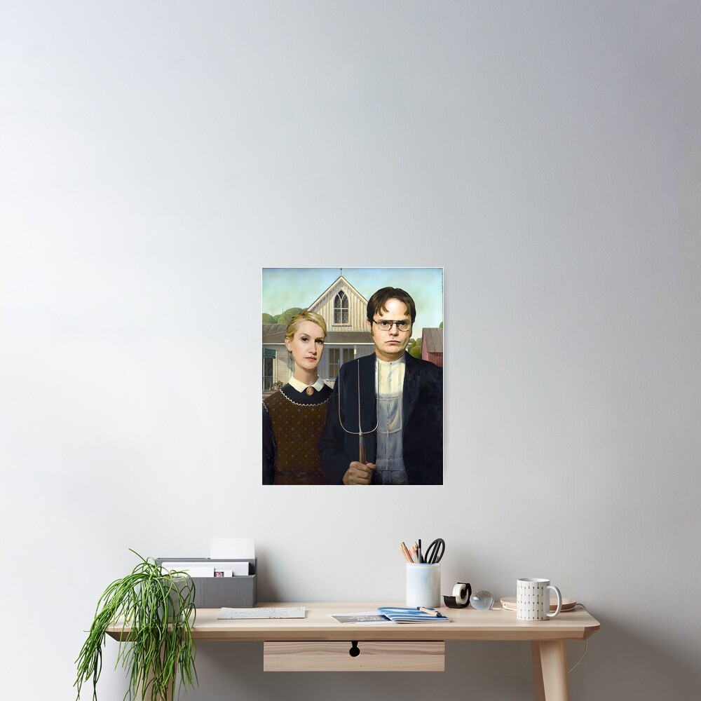 "Dwight and Angela American Gothic" Poster by DavidLoblaw | Redbubble
