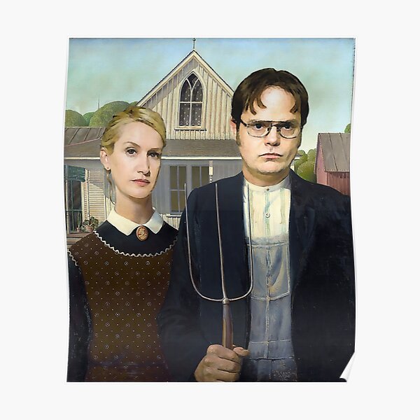 "Dwight and Angela American Gothic" Poster by DavidLoblaw | Redbubble
