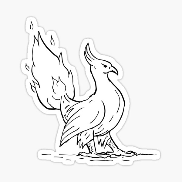 "Phoenix Burning Tail Drawing" Sticker for Sale by patrimonio | Redbubble
