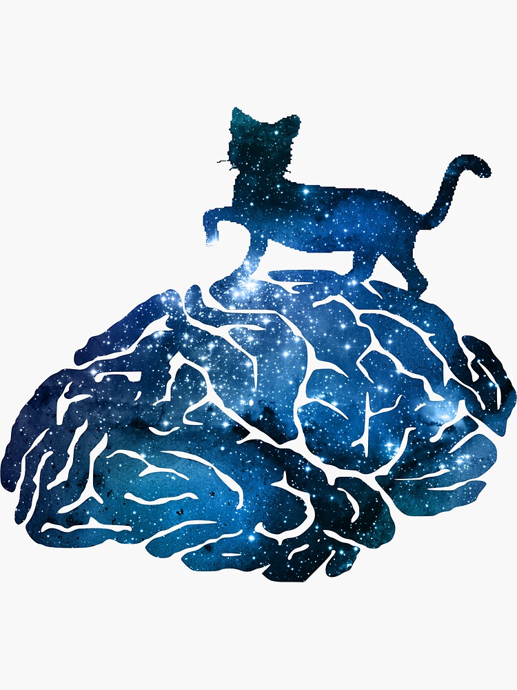 "Cat Brain Silhouette" Sticker by GwendolynFrost | Redbubble