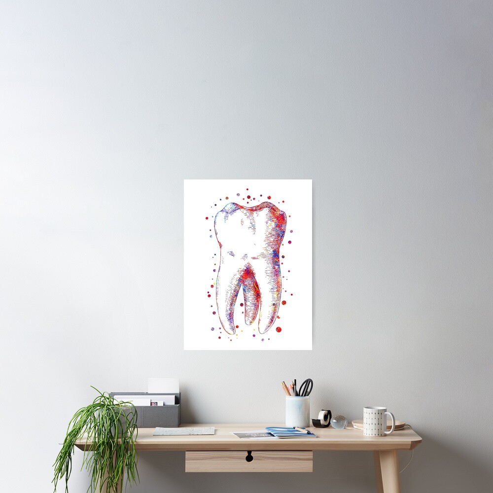 "Human tooth, watercolor tooth, tooth, dental print" Poster by ...