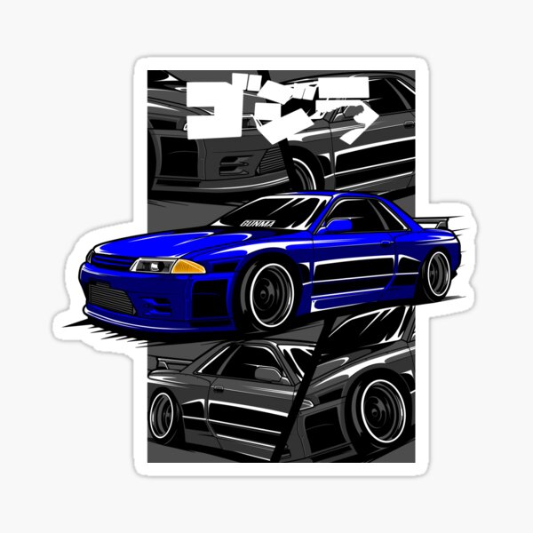 "Nissan Skyline GT-R R32" Sticker for Sale by raisedingunma4 | Redbubble