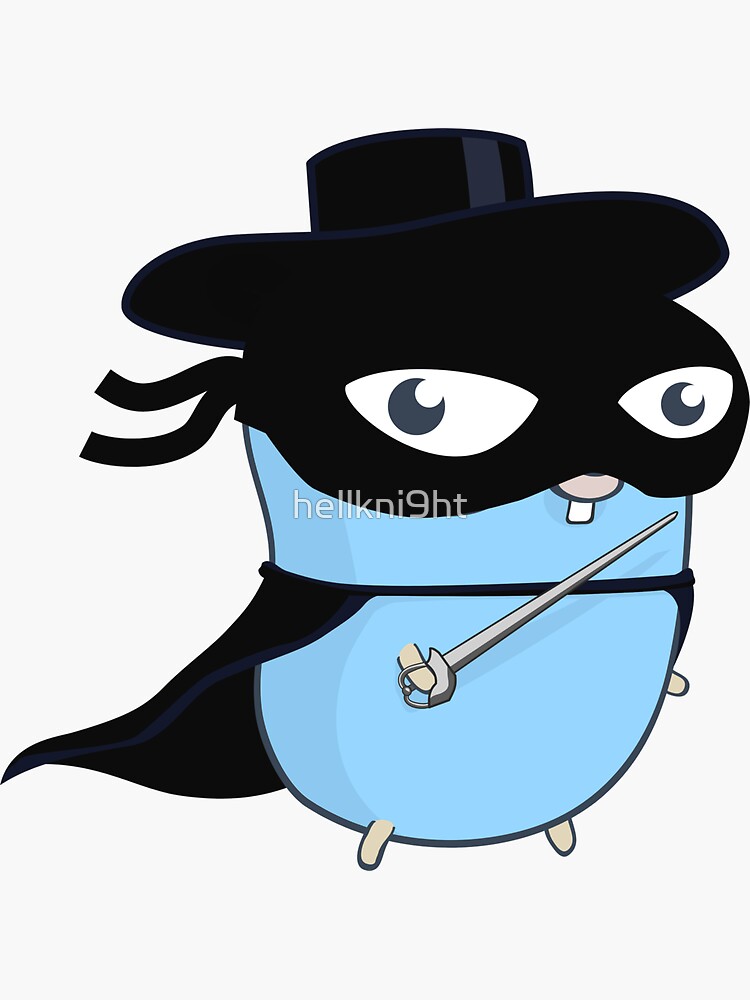 "The Go Gopher Hero: Black mask and Sword" Sticker by hellkni9ht ...