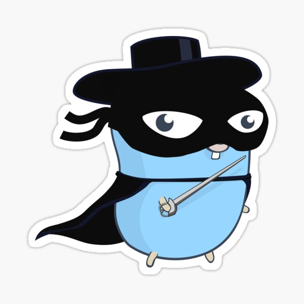 "The Go Gopher Hero: Black mask and Sword" Sticker by hellkni9ht ...
