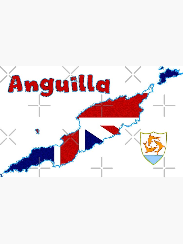 "Anguilla Map with Flag of Anguilla" Framed Art Print for Sale by ...