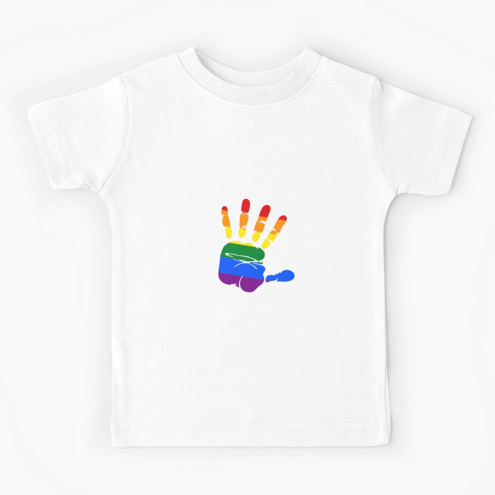 "Rainbow pride flag handprint" Kids T-Shirt by qlobba | Redbubble